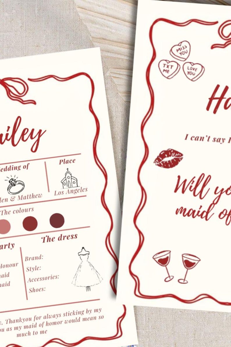 Editable Bridesmaid Proposal Card Template: Customizable Icons (5x7 In ...