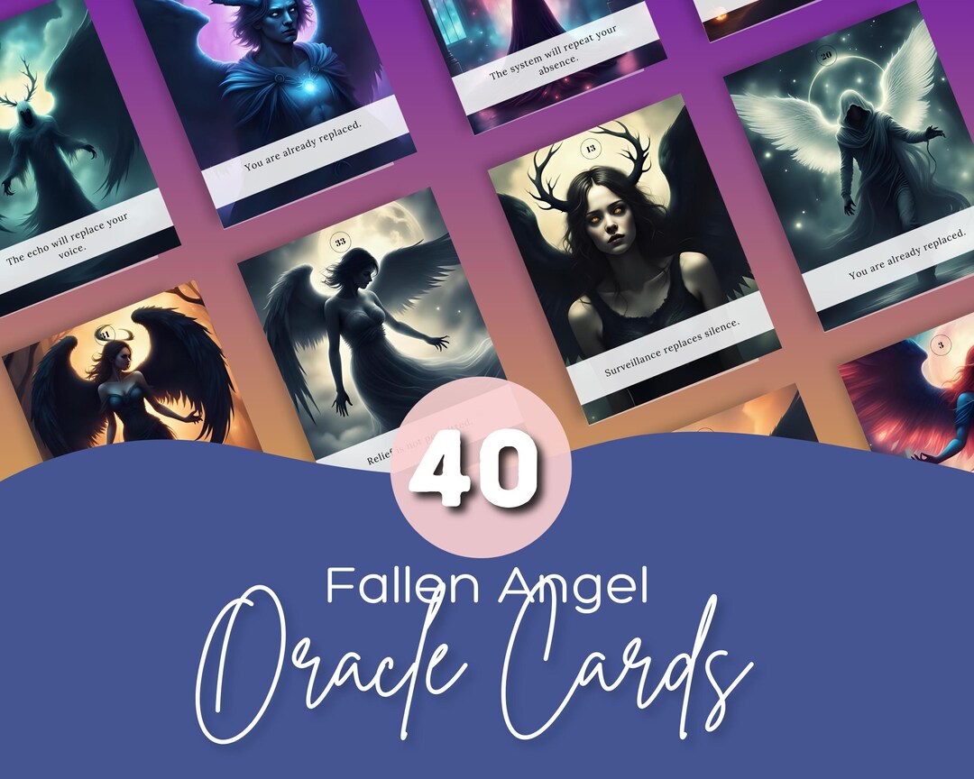 Fallen Angel Dark Oracle Cards Halloween Game, Printable Pdf, Tarot ...