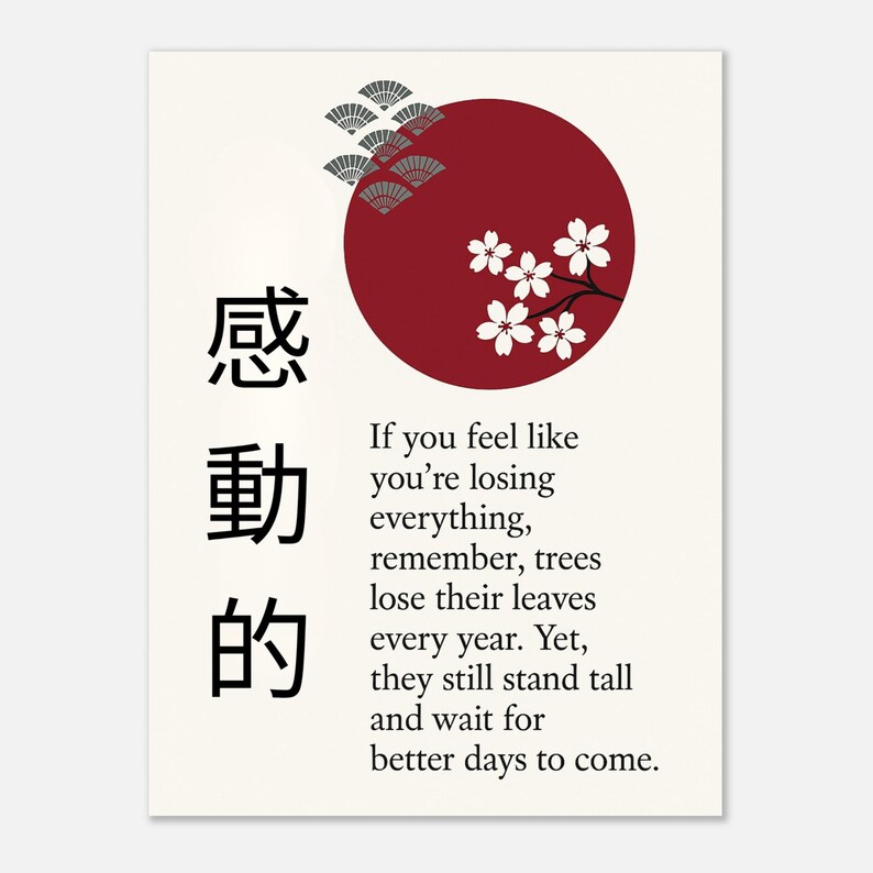 Japanese Motivational Poster Inspirational Quote Wall Art Minimalist ...