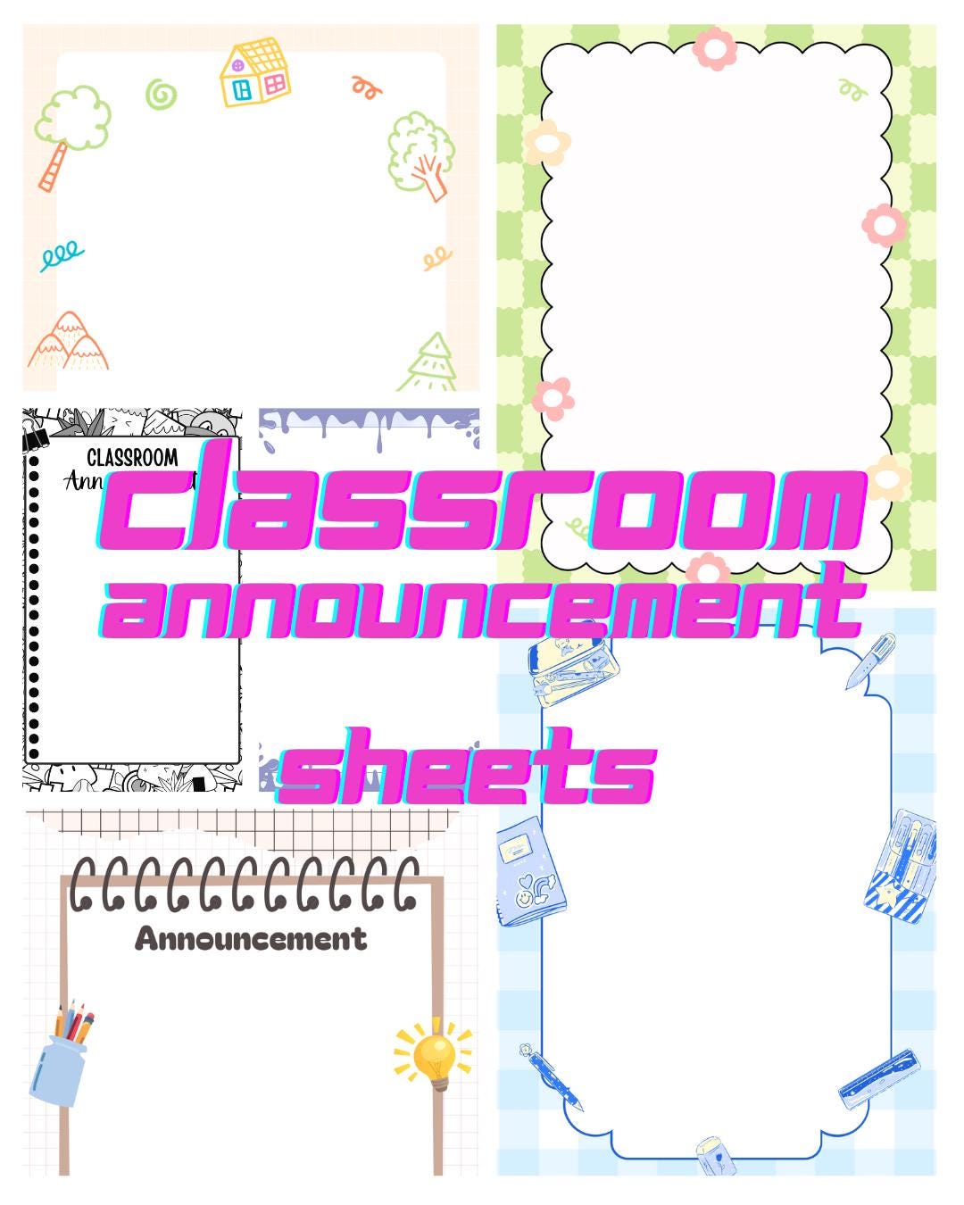 Editable Classroom Templates for Announcements & Reminders • Because ...