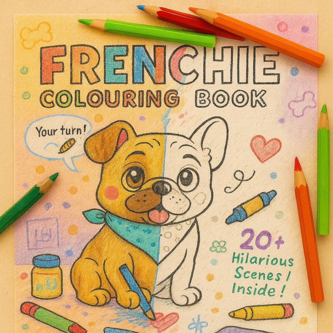 Frenchie Colouring Book for Kids | 24 Funny French Bulldog Scenes ...