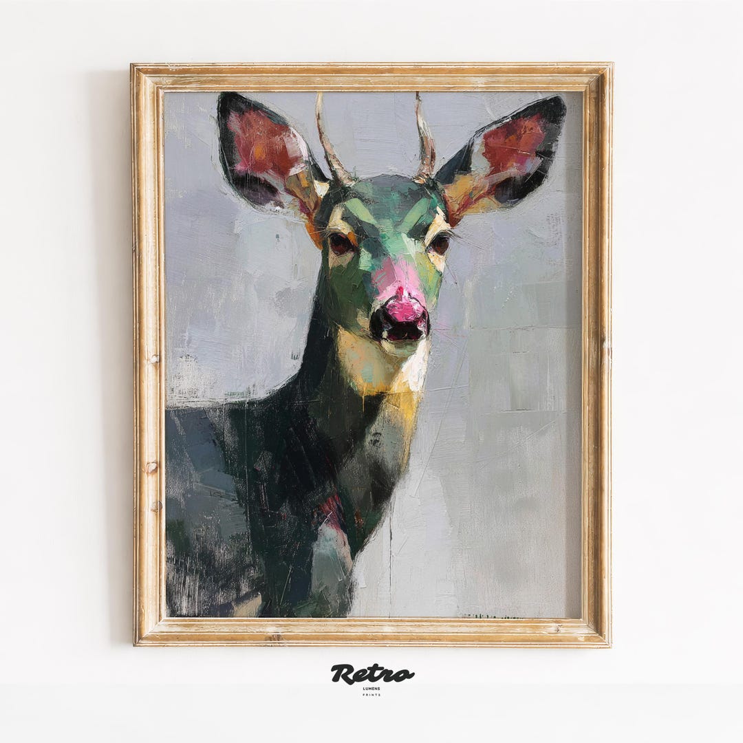 Moody Young Stag Portrait Printable - Rustic Contemporary Deer Art ...