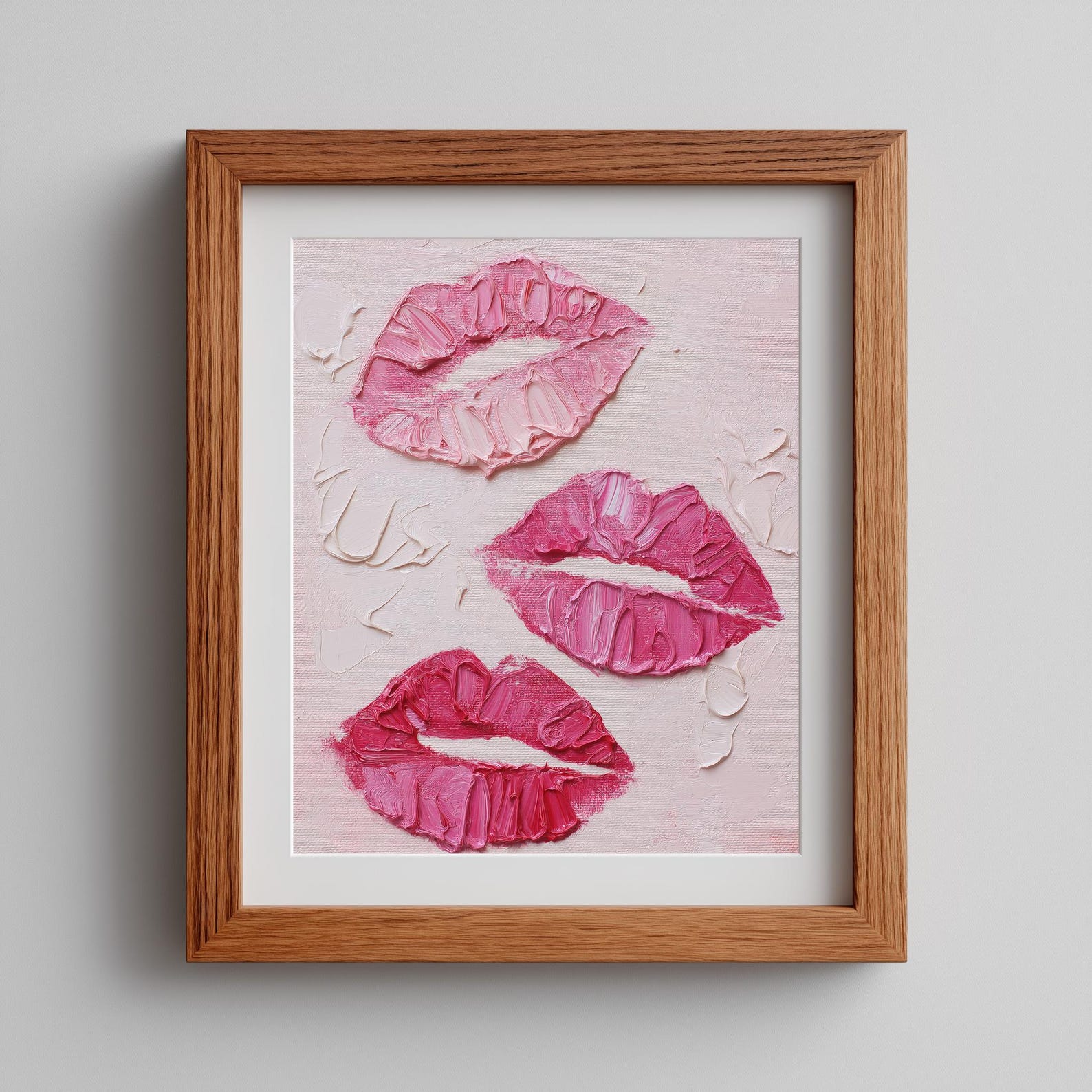 Glamorous Pink Lip Art, Playful Ombre Kisses Print, Feminine Wall Decor ...