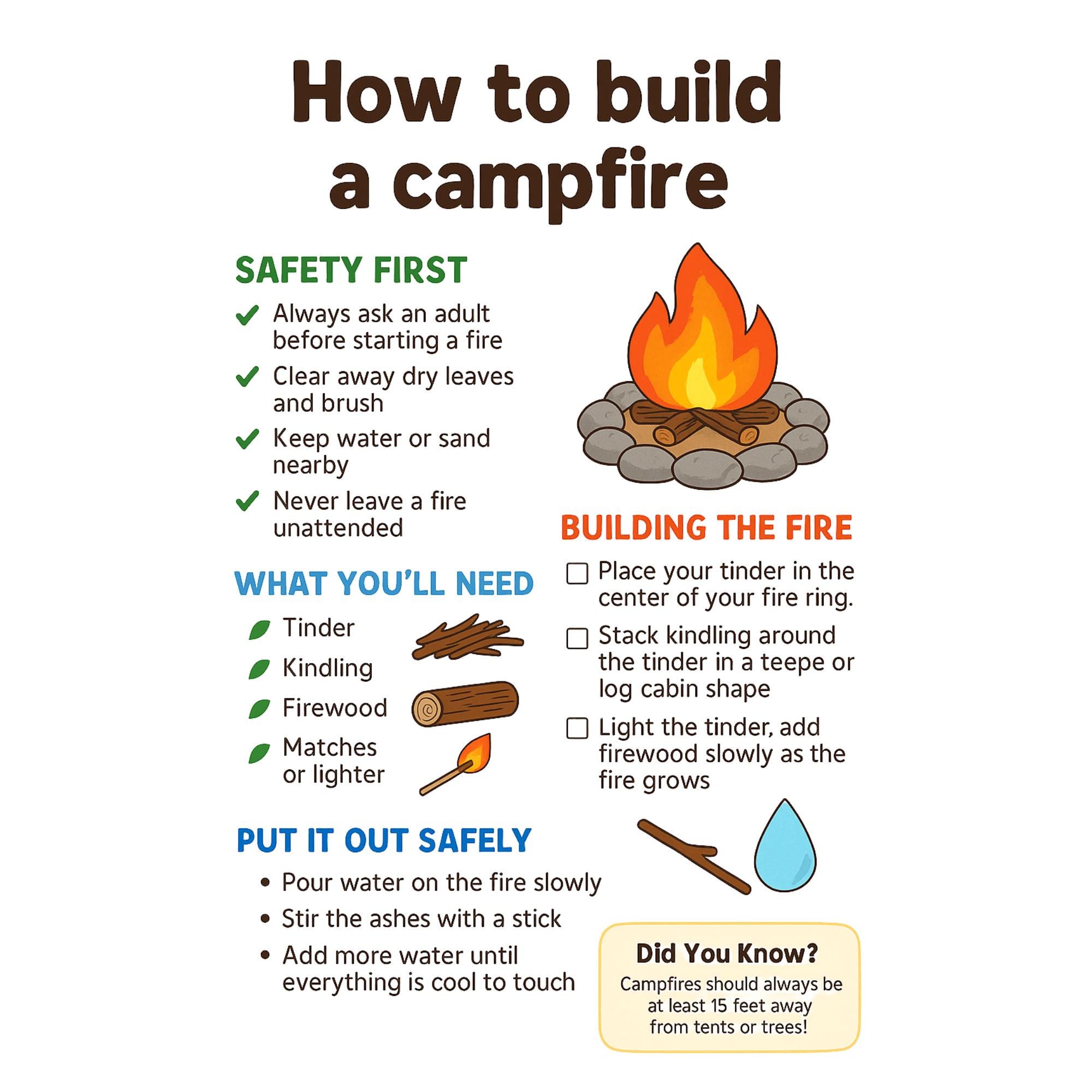 How to Build a Campfire Printable | Kid-friendly Outdoor Worksheet ...