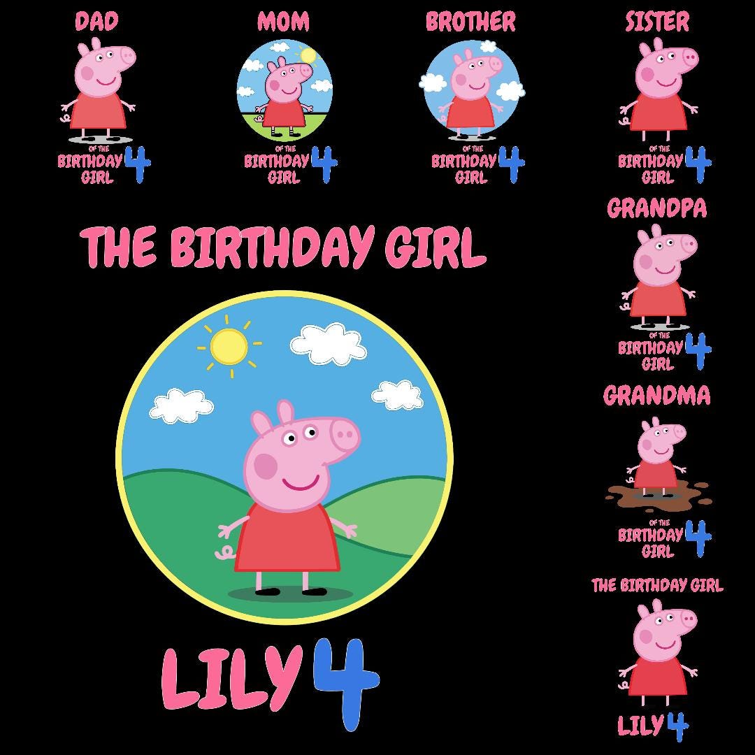 Pig Birthday PNG Bundle - 8 High-quality 300 Dpi Designs, Svgs, Instant ...