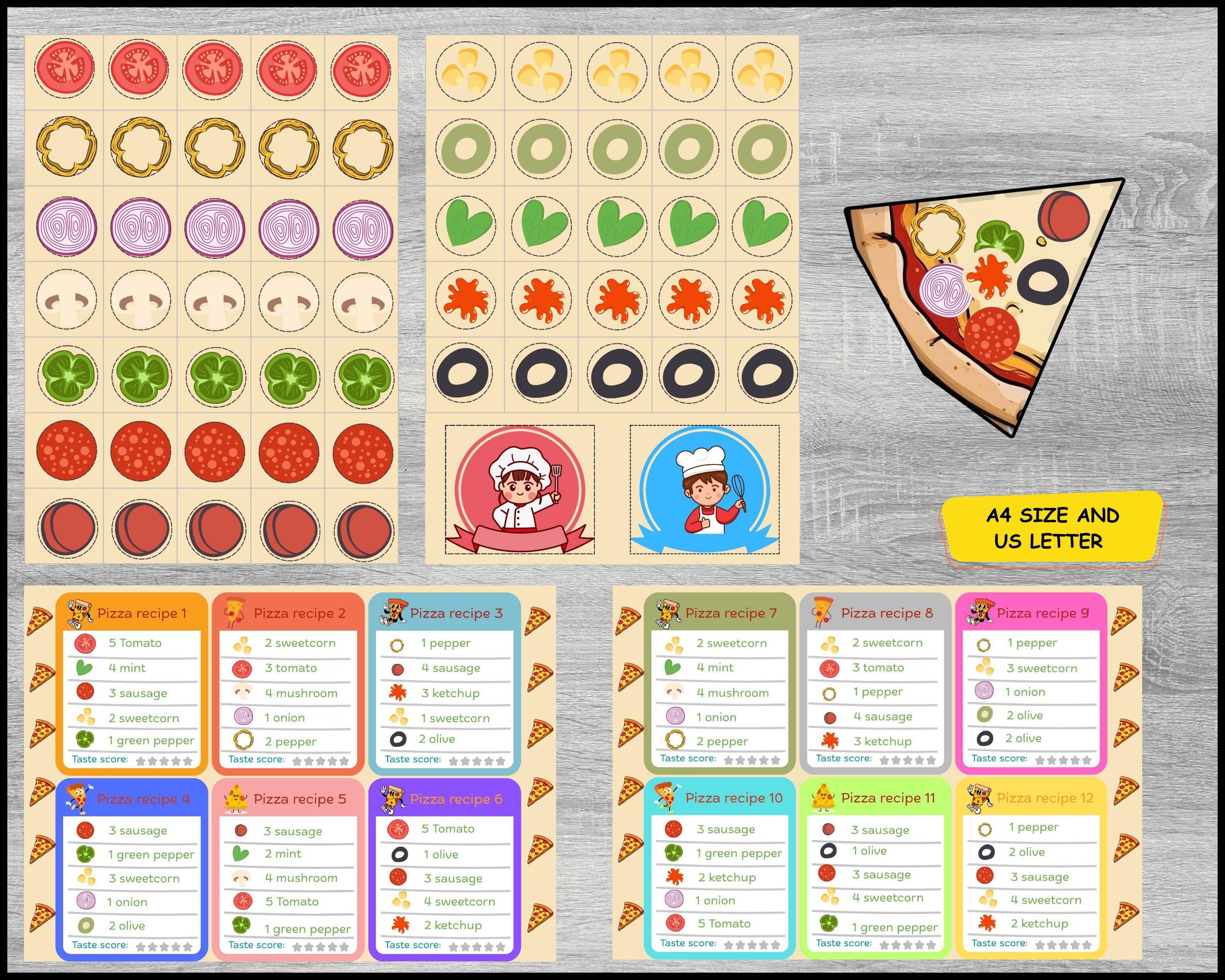 Printable Pizza Game: Montessori Pizza Recipe Cards Game (download PDF ...