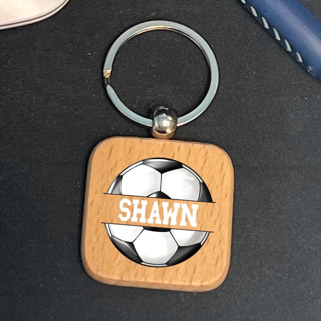 Personalized Wooden Soccer Ball Keychain: Engraved Message, Sports Gift ...