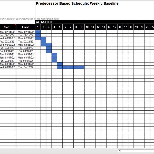 Excel Gantt Chart Predecessor Based Schedule - Etsy Canada