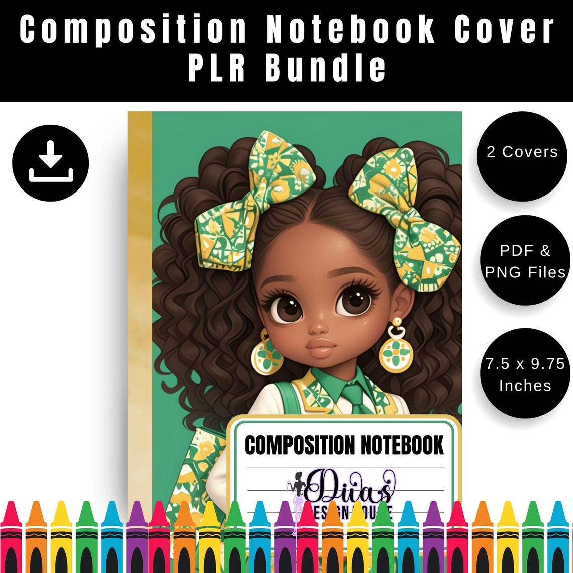 Green Girl Notebook Cover | Afrocentric School Printable | 7.5x9.75 PDF ...