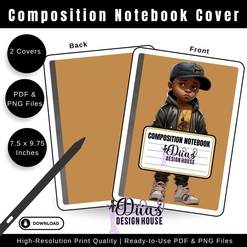 Urban Boy Composition Notebook Cover 2 | Printable School Notebook PDF ...