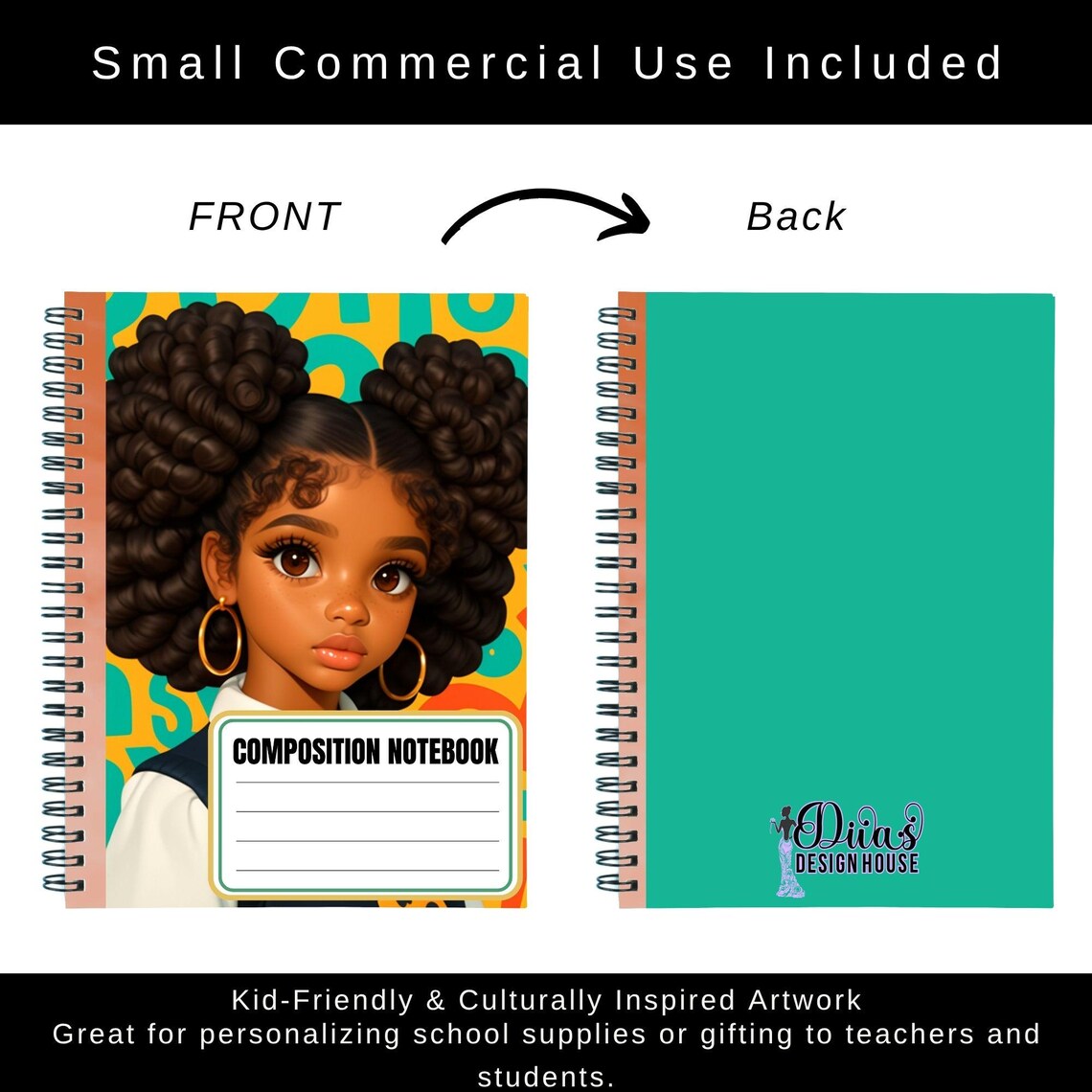African American Girl Notebook Cover 7 |green Plaid Composition Cover ...