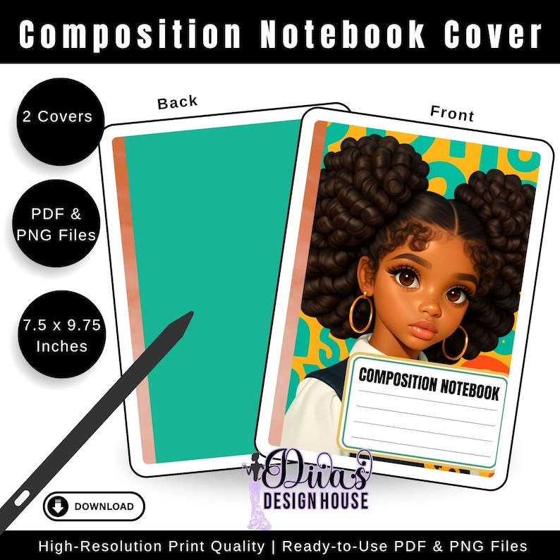 African American Girl Notebook Cover 7 |green Plaid Composition Cover ...