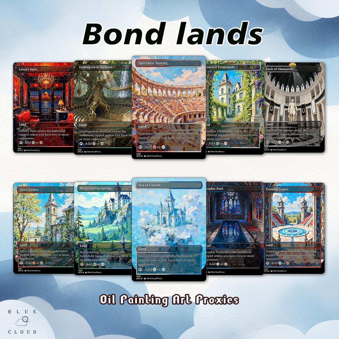 Oil Painting Art Bond Lands Proxy Cards: EDH Commander Full Art ...