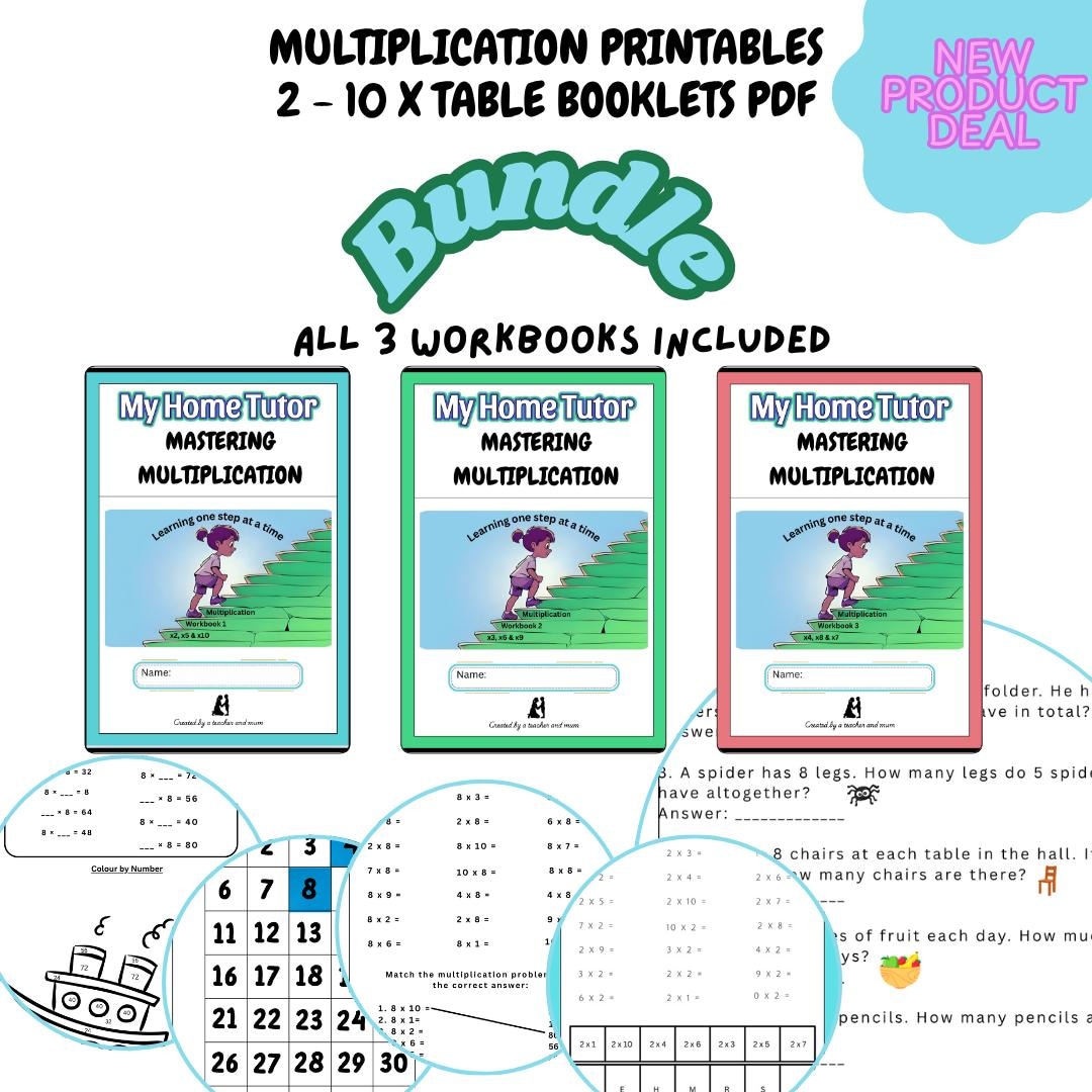 Multiplication 3 Workbook Bundle – Printable Times Table Activities for ...