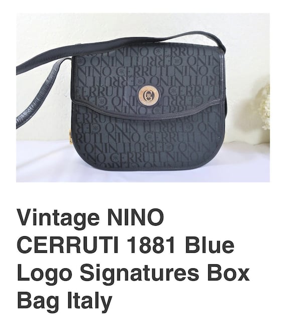 Vintage NINO CERRUTI 1881 Blue Logo Signatures Box Ba… - Gem