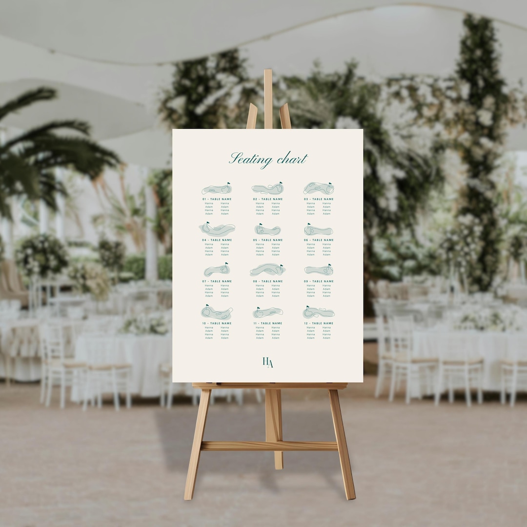 Country Club Golf Wedding Seating Chart | Editable Canva Template ...
