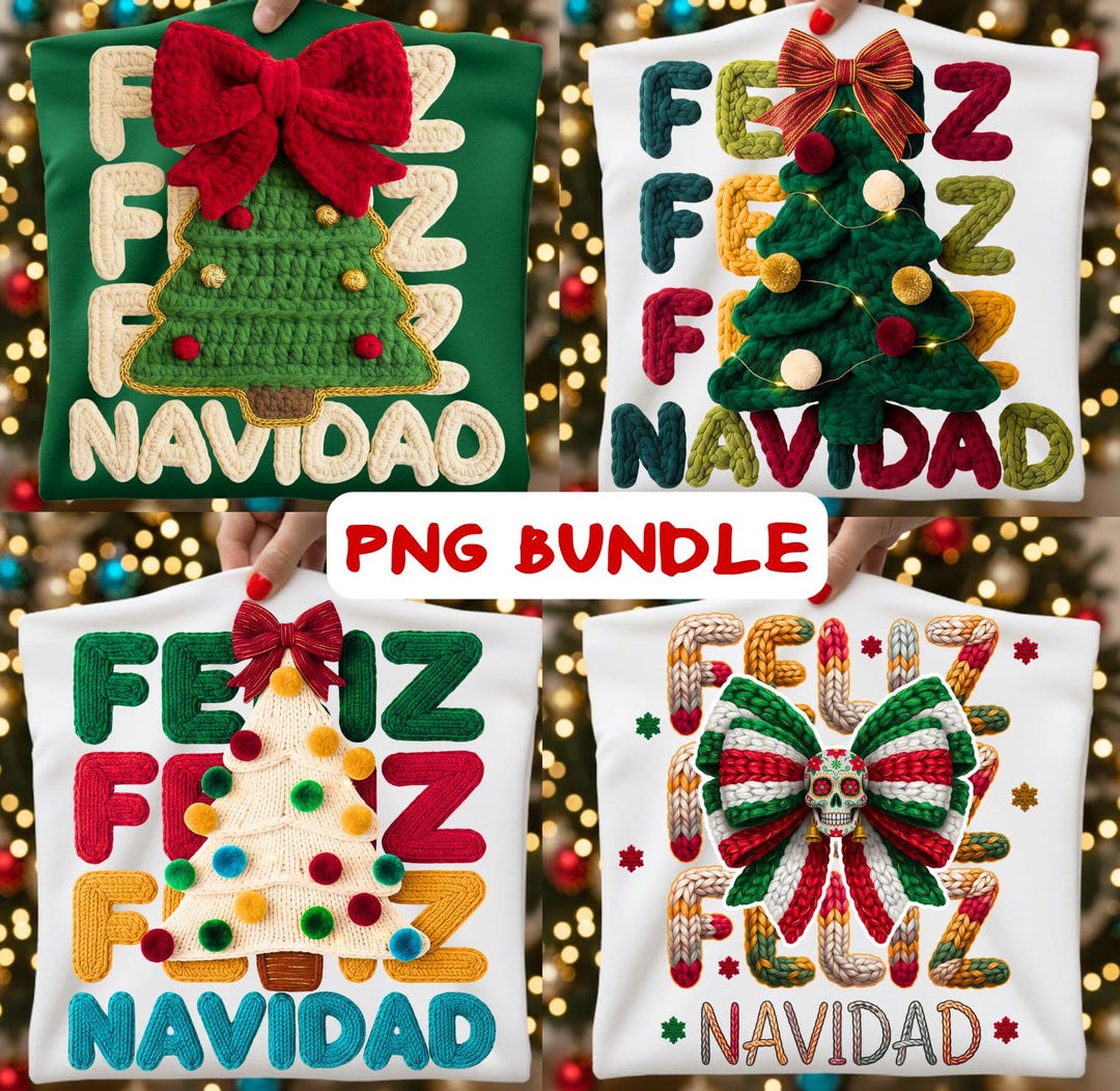 Feliz Navidad PNG Bundle Knit Effect Mexican Christmas Shirt ...