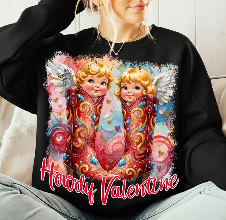 Howdy Valentine PNG, Cowboy Cupid Sublimation Design, Western Boots ...