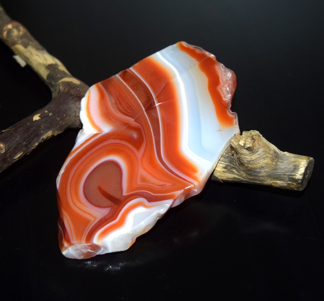 Jumbo Orange Banded Agate Slice - 231 Ct Polished Fiery Agate Slab ...