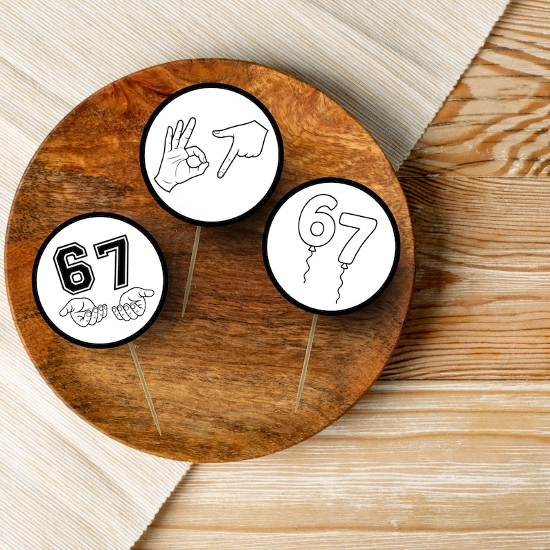6 7 Cupcake Toppers: Six Seven Printable Food Toppers (digital Download ...