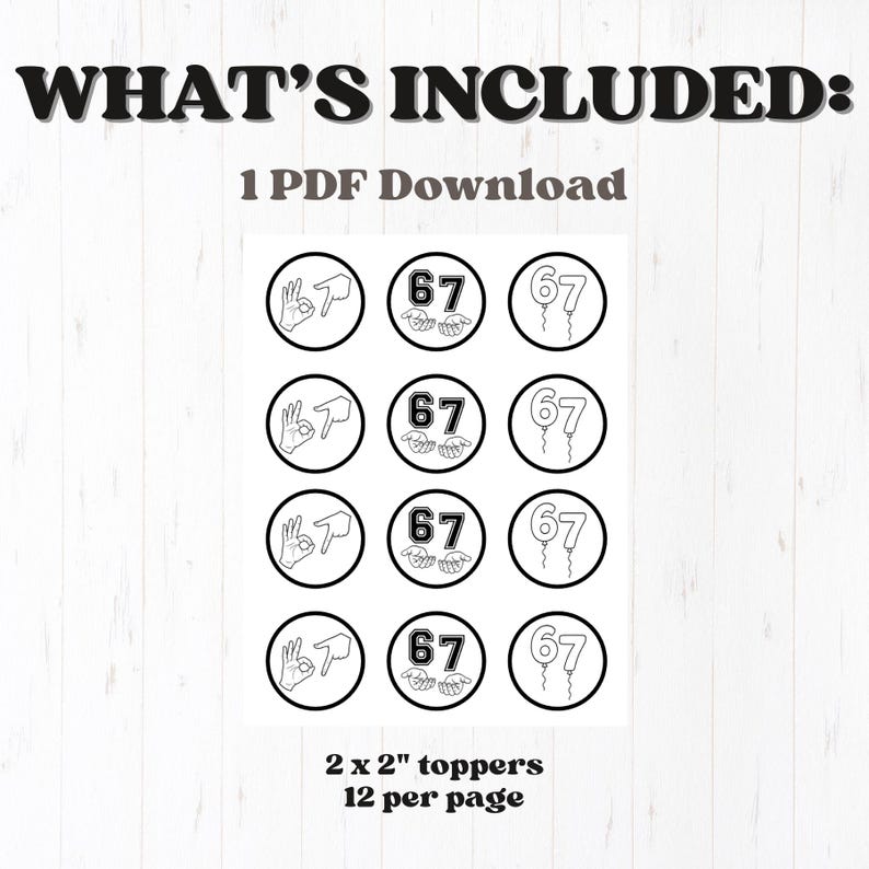 6 7 Cupcake Toppers: Six Seven Printable Food Toppers (digital Download ...