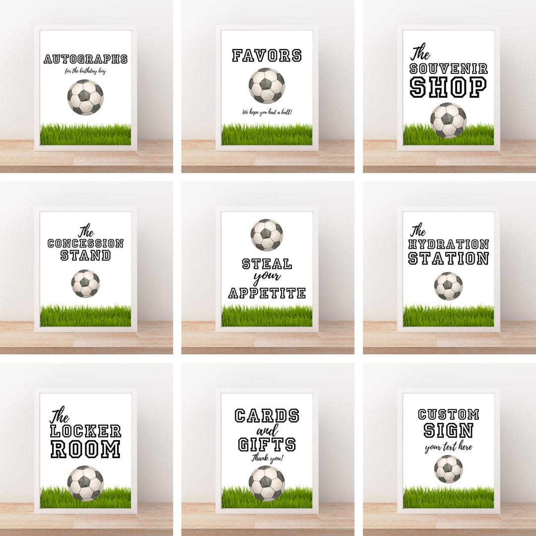 Soccer Party Signs Bundle, First Goal Birthday Signs, Soccer Party ...