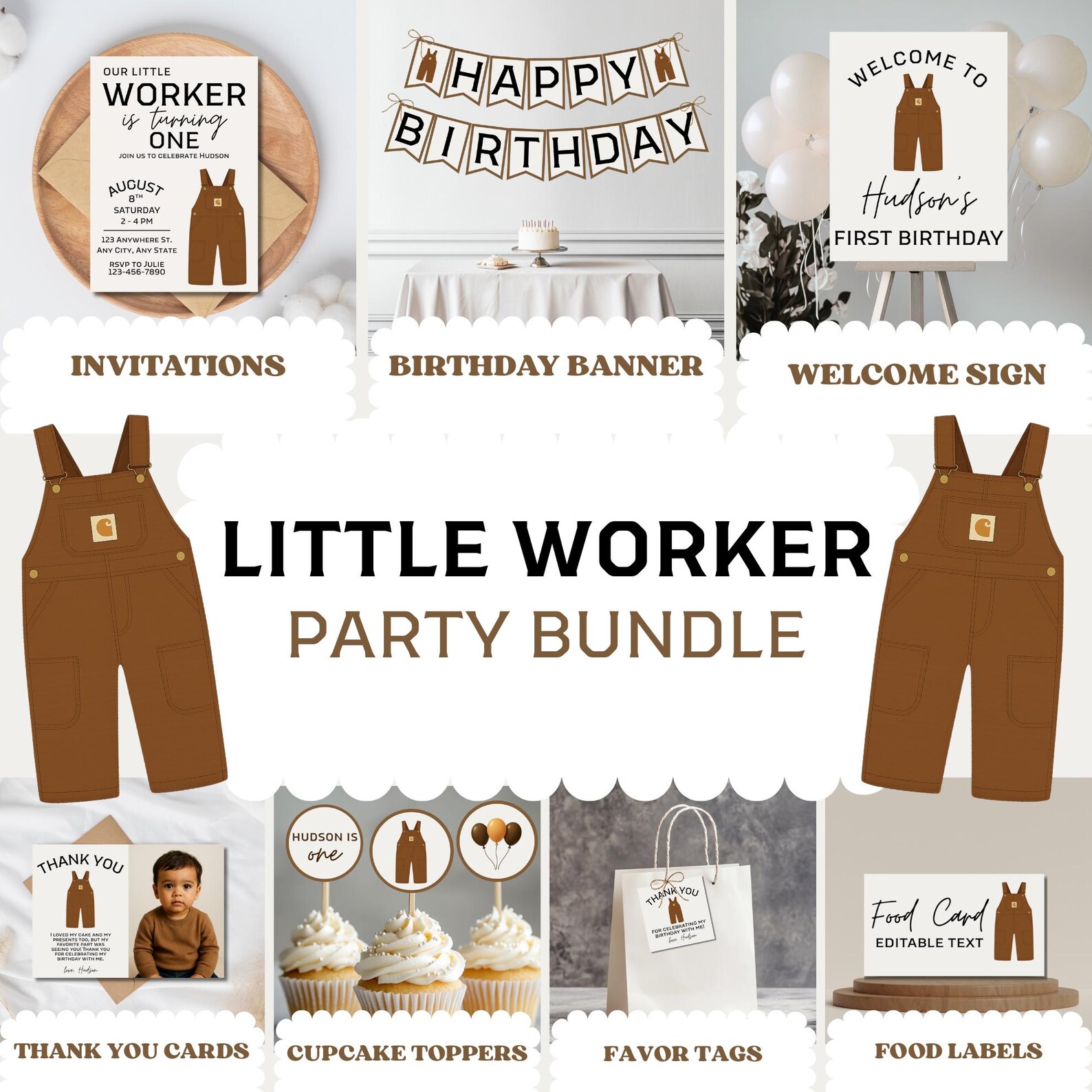 Worker Birthday Party Bundle: Editable Workwear Theme (digital Download ...