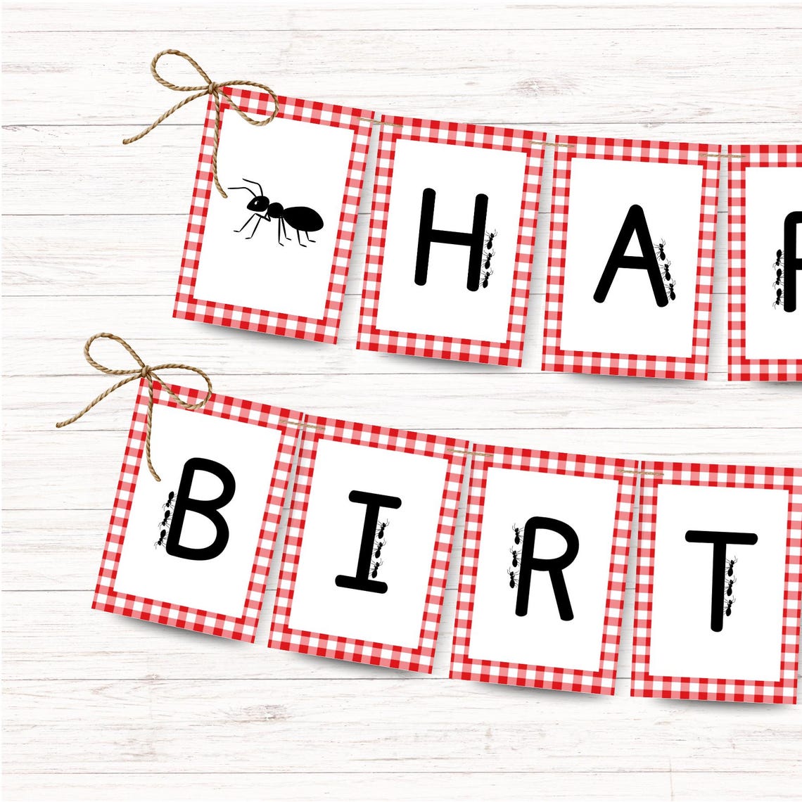 Ants Go Marching Birthday Banner: Picnic Theme, Editable Template ...