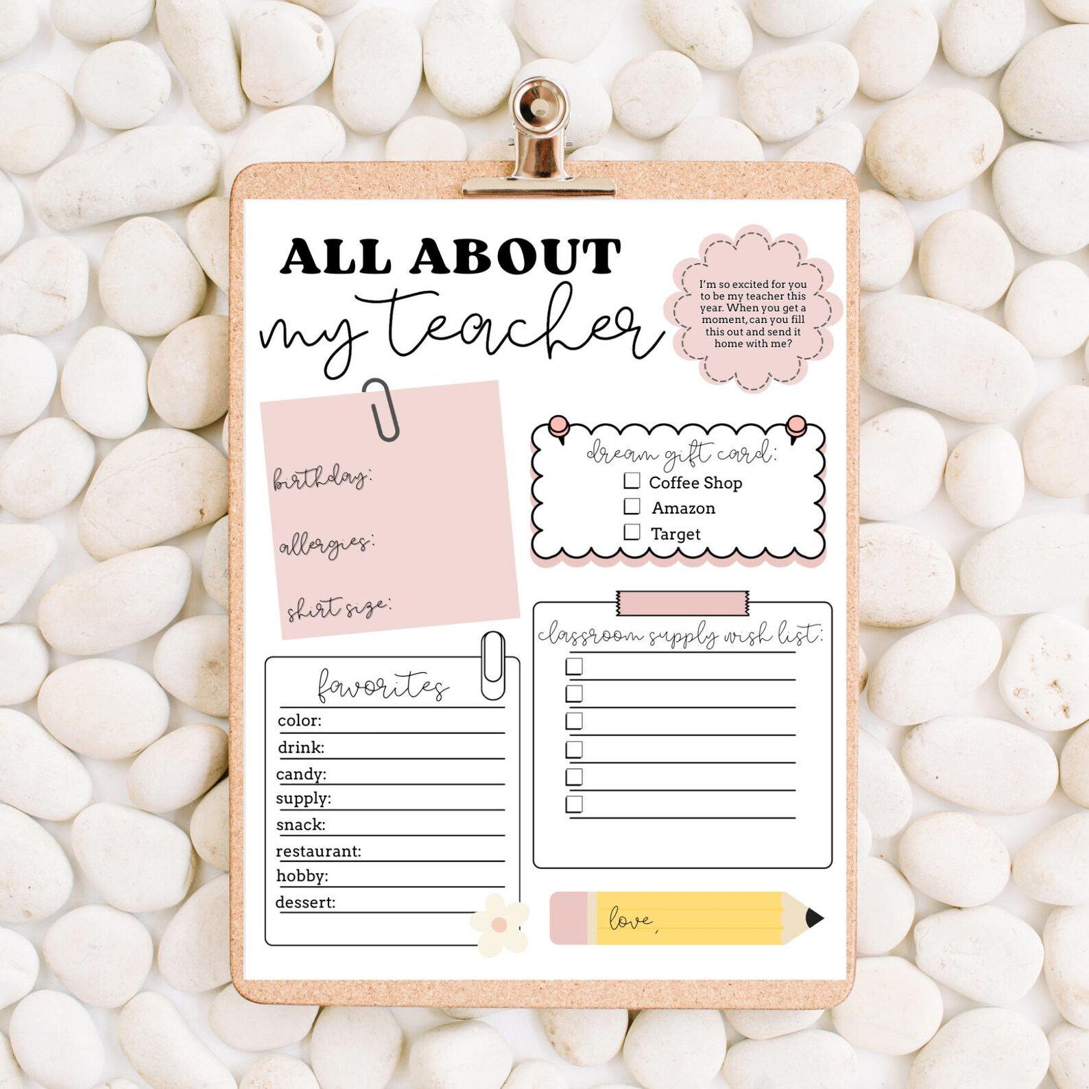 All About My Teacher Printable, Getting to Know My Teacher, Teacher’s ...