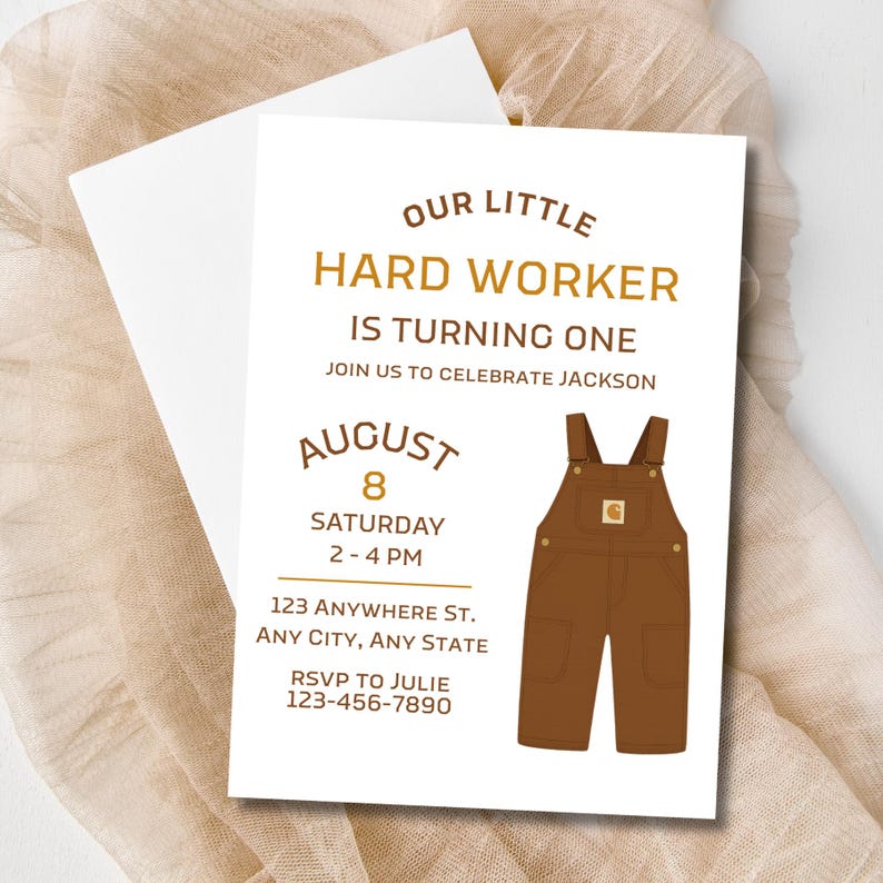 Worker Birthday Invitation Template: Rugged Workwear Construction ...