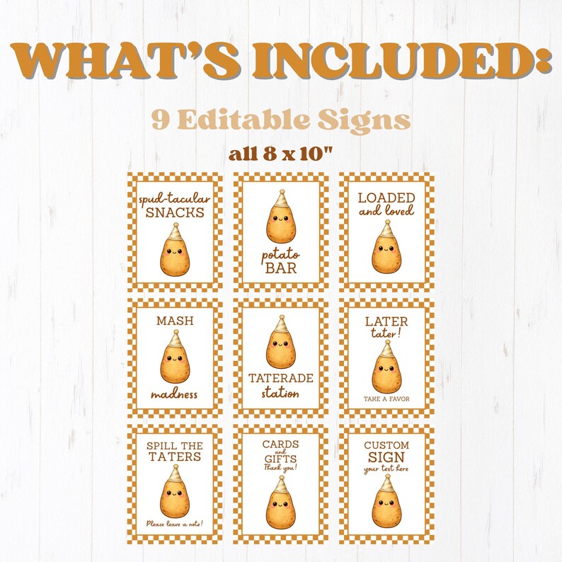 Potato Birthday Party Signs: Spud Sign Template (digital Download) - Etsy