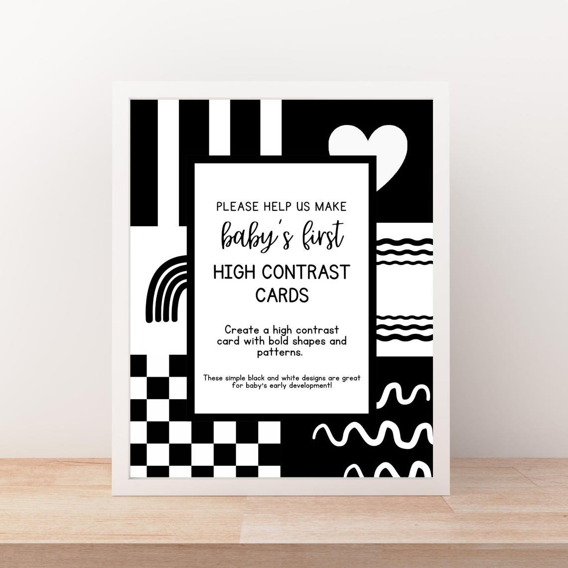 High Contrast Card Station: Baby Shower Activity Sign (digital Download ...