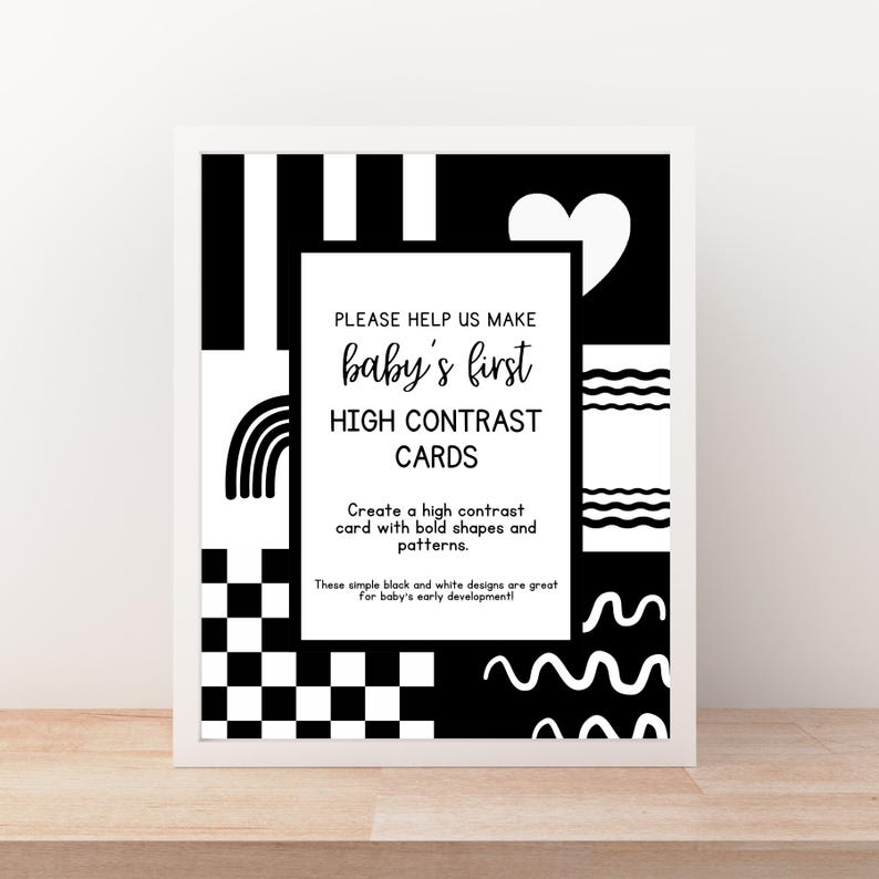 High Contrast Card Station: Baby Shower Activity Sign (digital Download ...