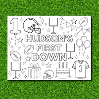 1st Birthday - First Year Down Football Theme Birthday Coloring Pages ...