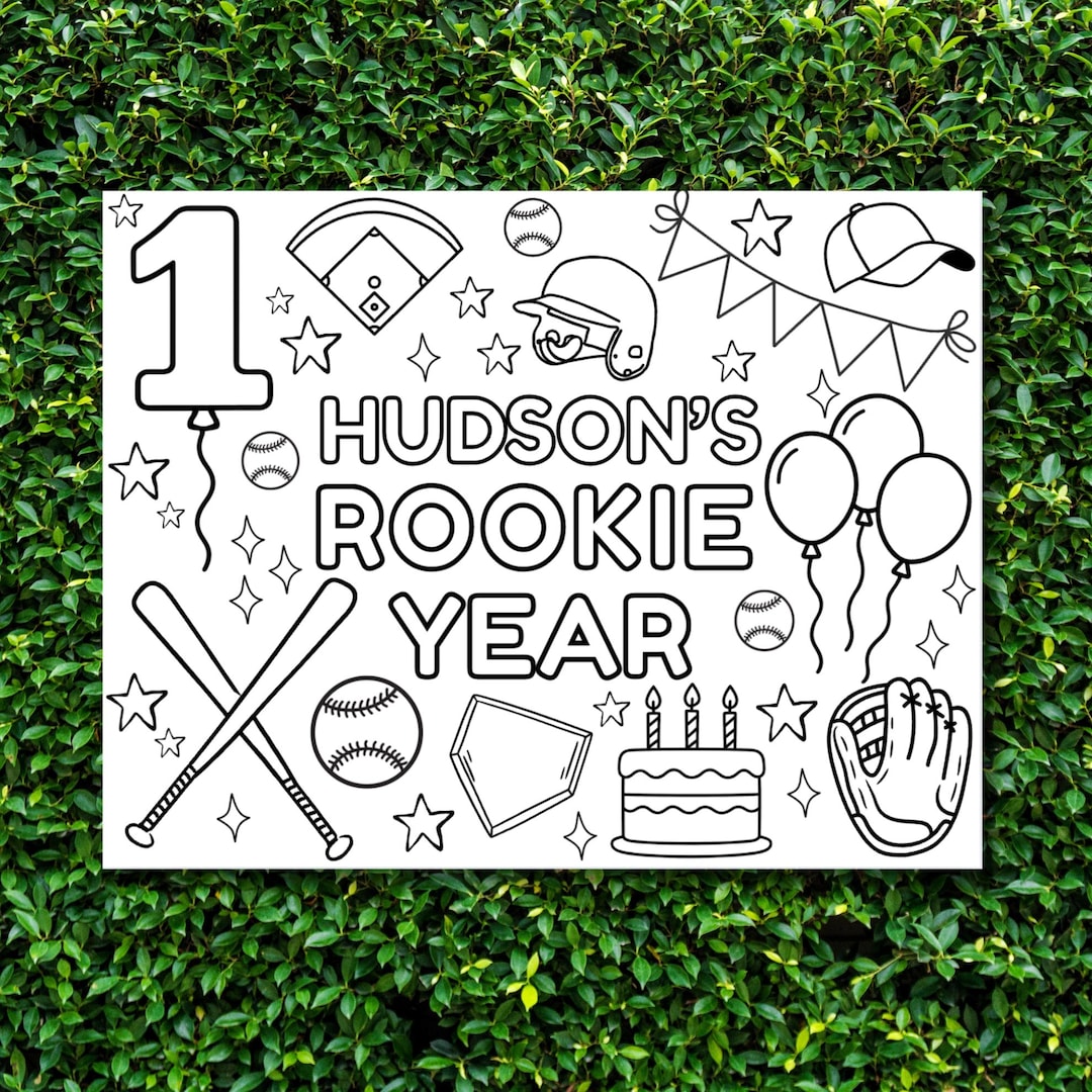 Rookie of the Year Coloring Page: Baseball Birthday Party Activity ...