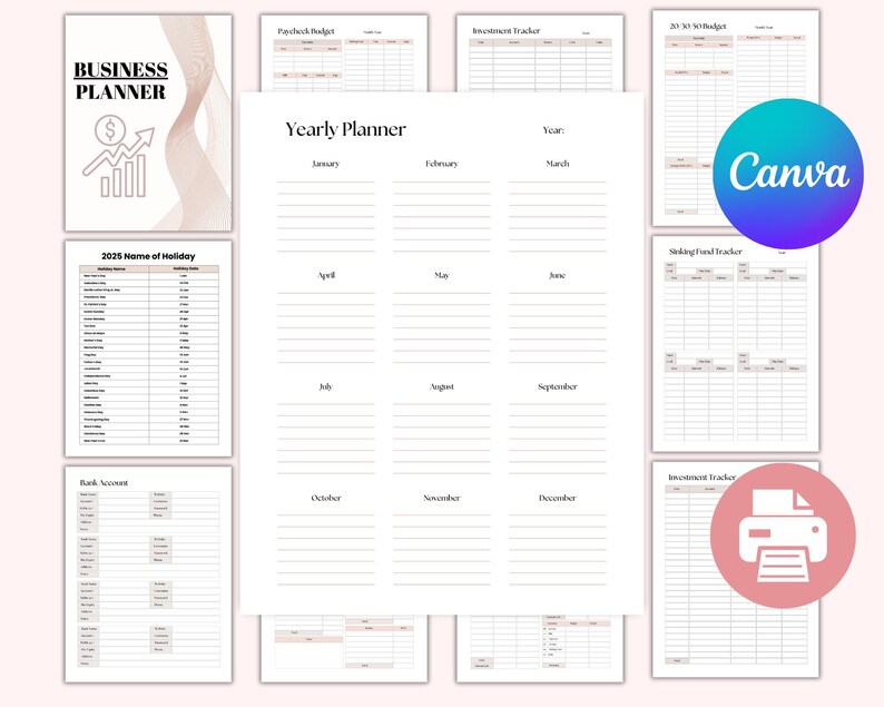 Editable and Printable Business Planner – Small Business Organizer PDF ...