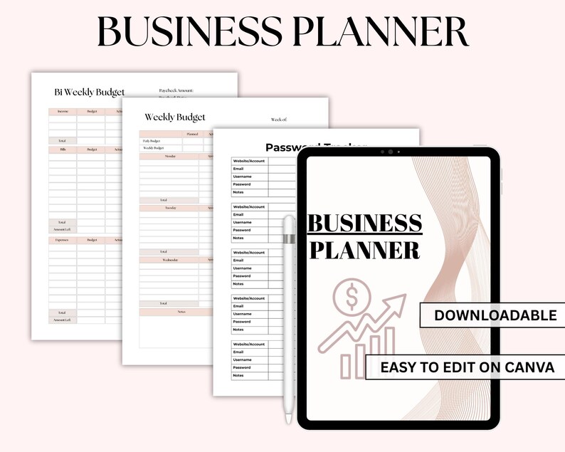 Editable and Printable Business Planner – Small Business Organizer PDF ...
