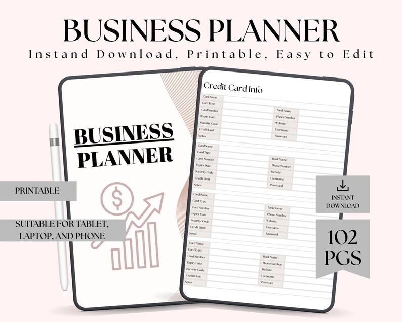 Editable and Printable Business Planner – Small Business Organizer PDF ...