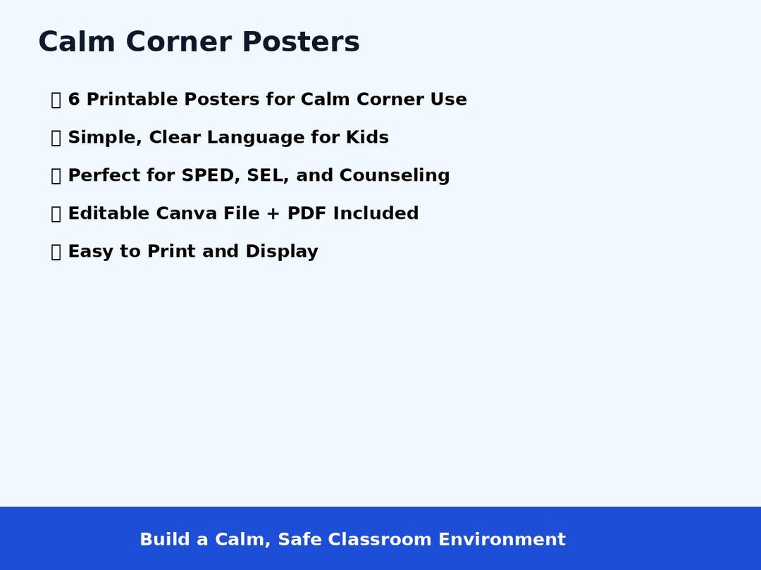 Calm Corner Posters | Printable + Editable SEL Visuals | Trauma ...