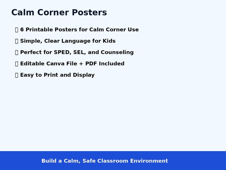 Calm Corner Posters | Printable + Editable SEL Visuals | Trauma ...