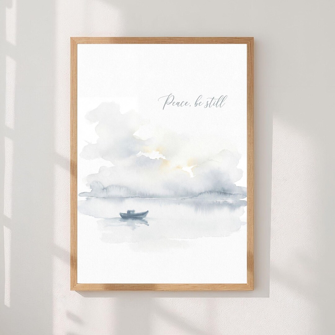 Peace Be Still Print, Mark 4:39 Watercolor, Calm the Storm Christian ...