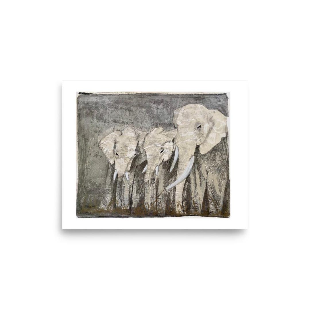 Elephant and Children Print - Etsy