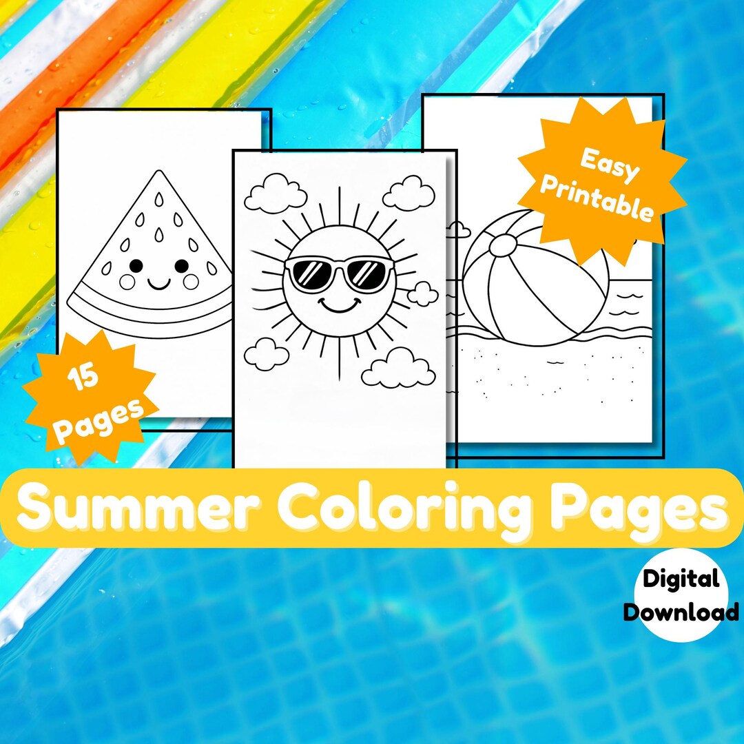 Summer Coloring Book Pages: Toddler & Preschool Activity (PDF/PNG ...
