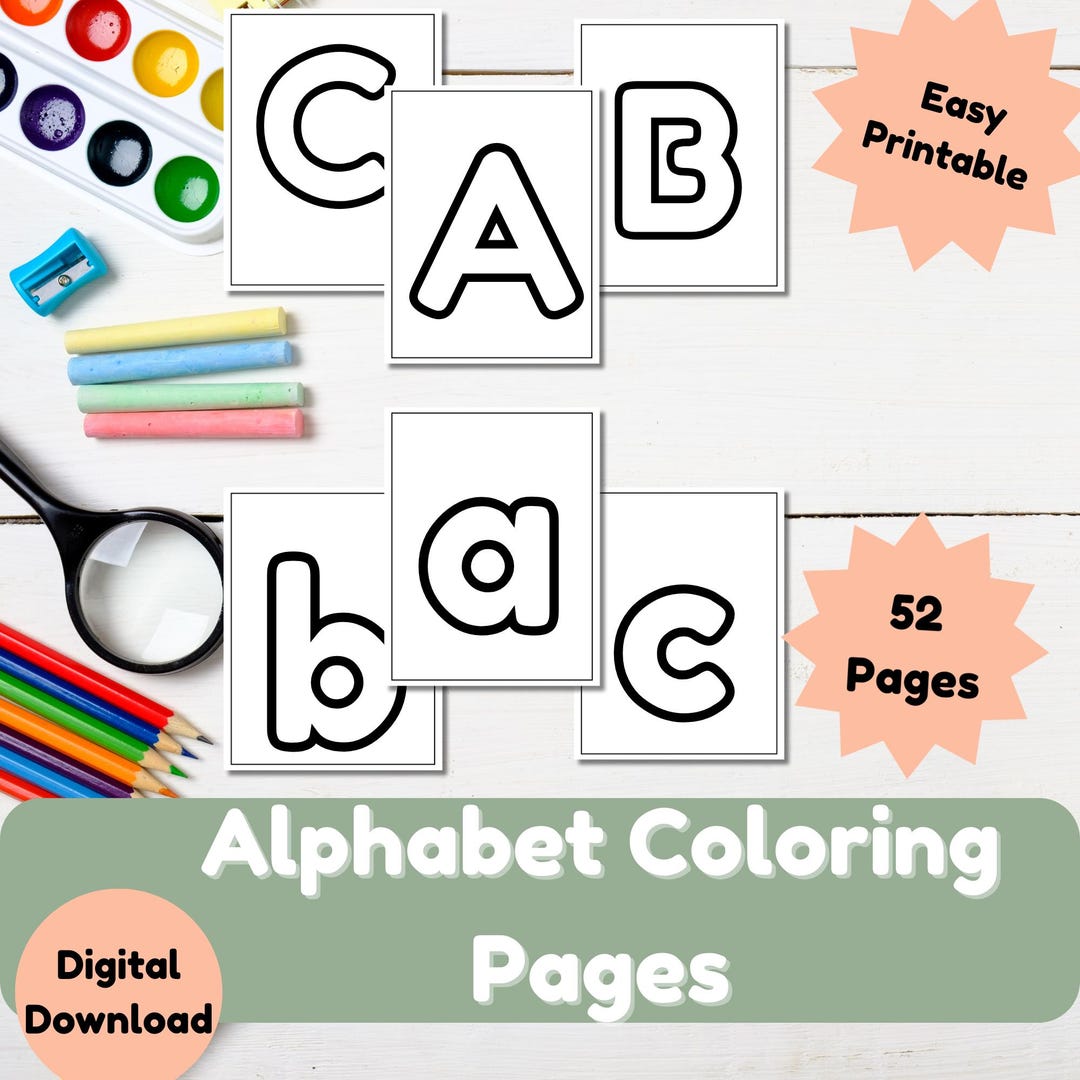 Alphabet Coloring Book Pages: Toddler & Preschool ABC Activity (digital ...
