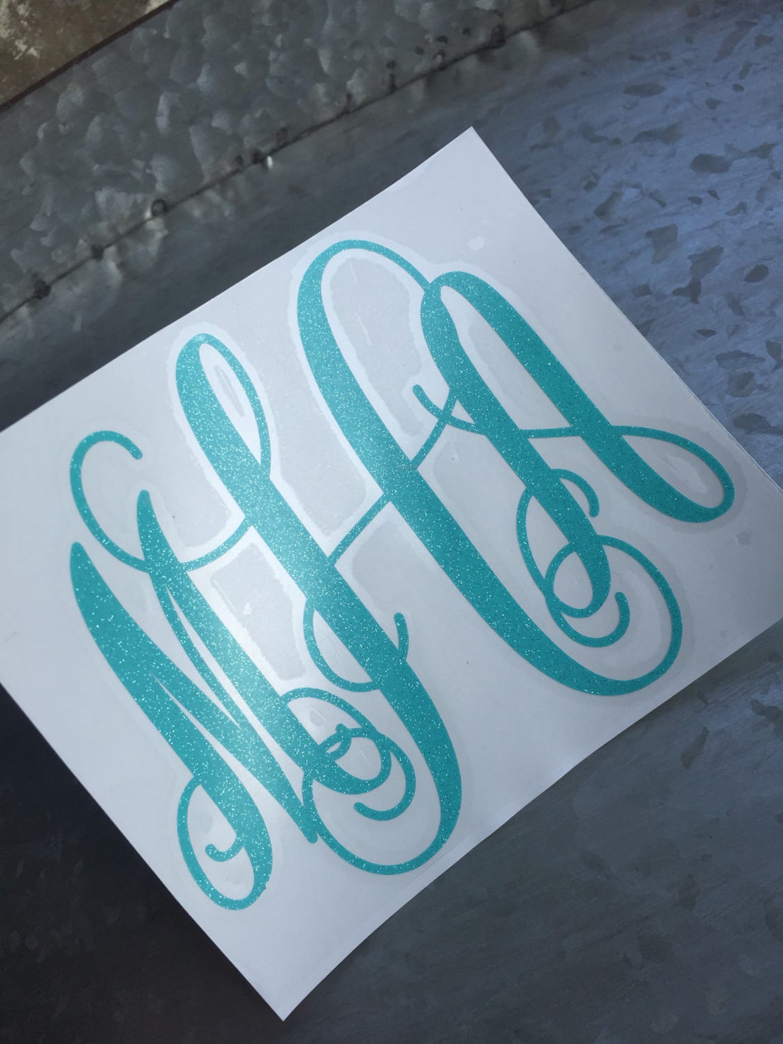 Glitter Monogram Glitter Vinyl Decal Glitter Car Decal | Etsy