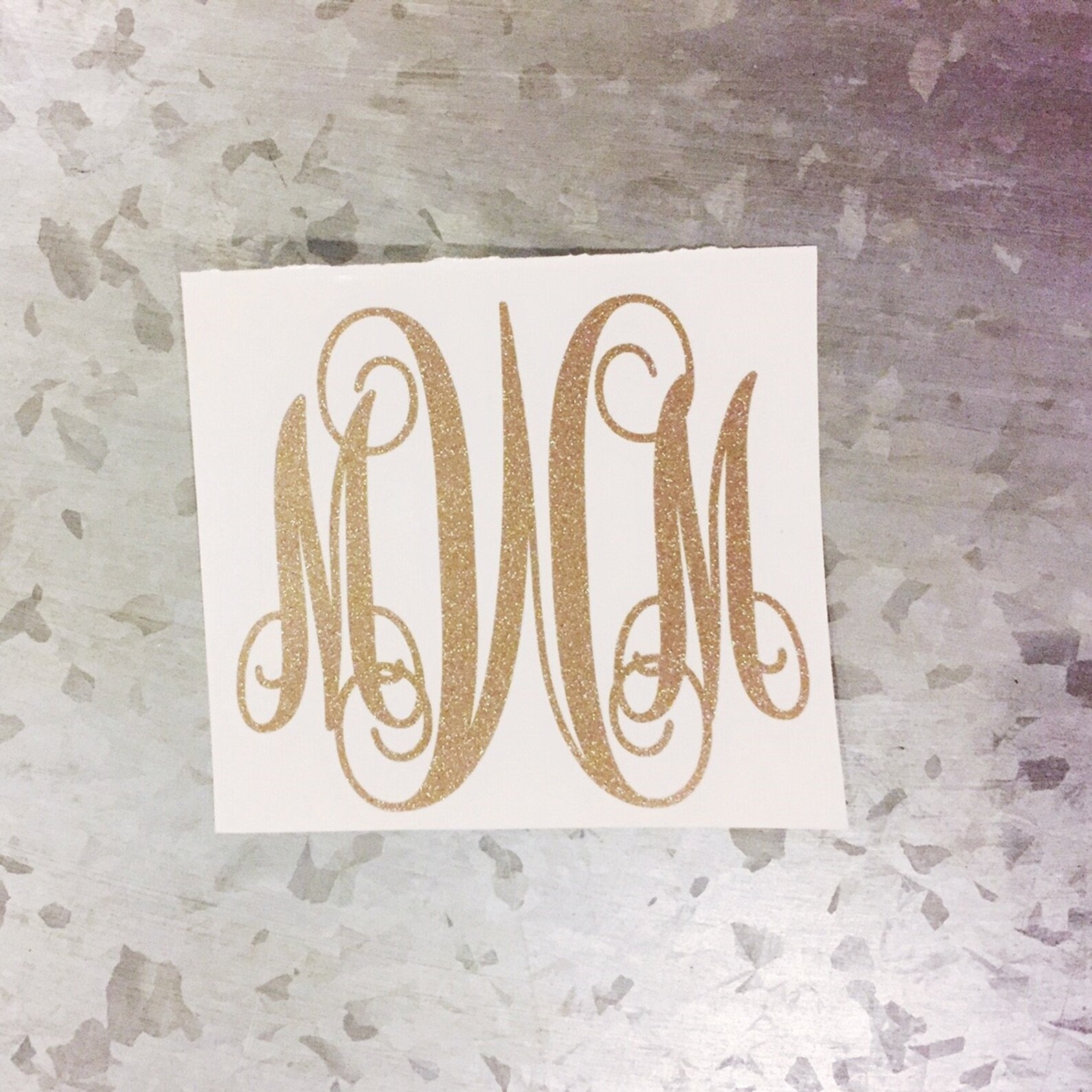 Glitter Monogram Glitter Vinyl Decal Glitter Car Decal | Etsy