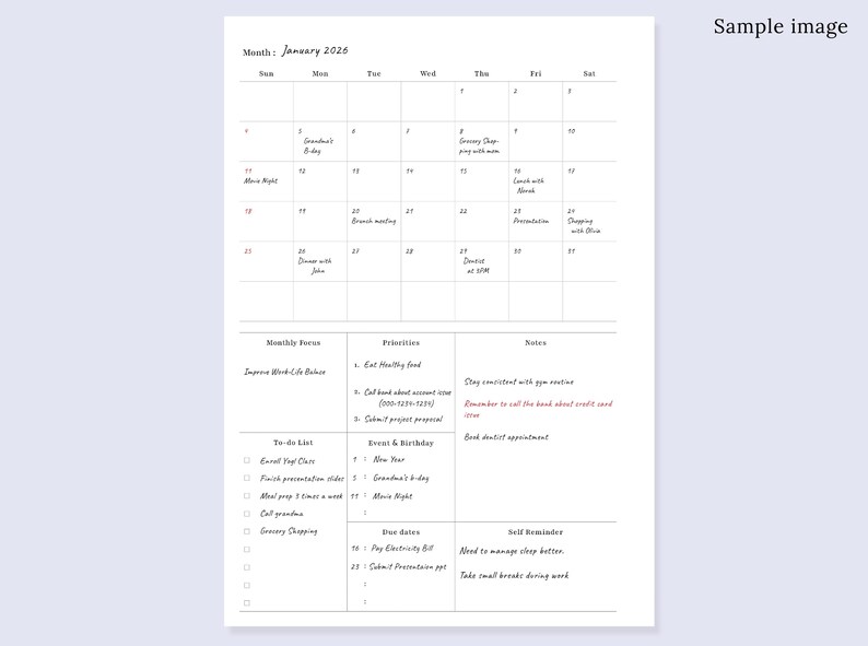 Monthly Diary Templates | A5 Printable Planner Inserts | MO1P Layout ...