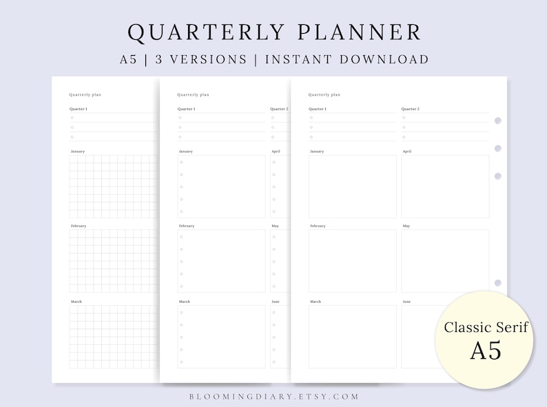 2026 Quarterly Planner Printable | Minimal Undated Yearly Overview PDF ...