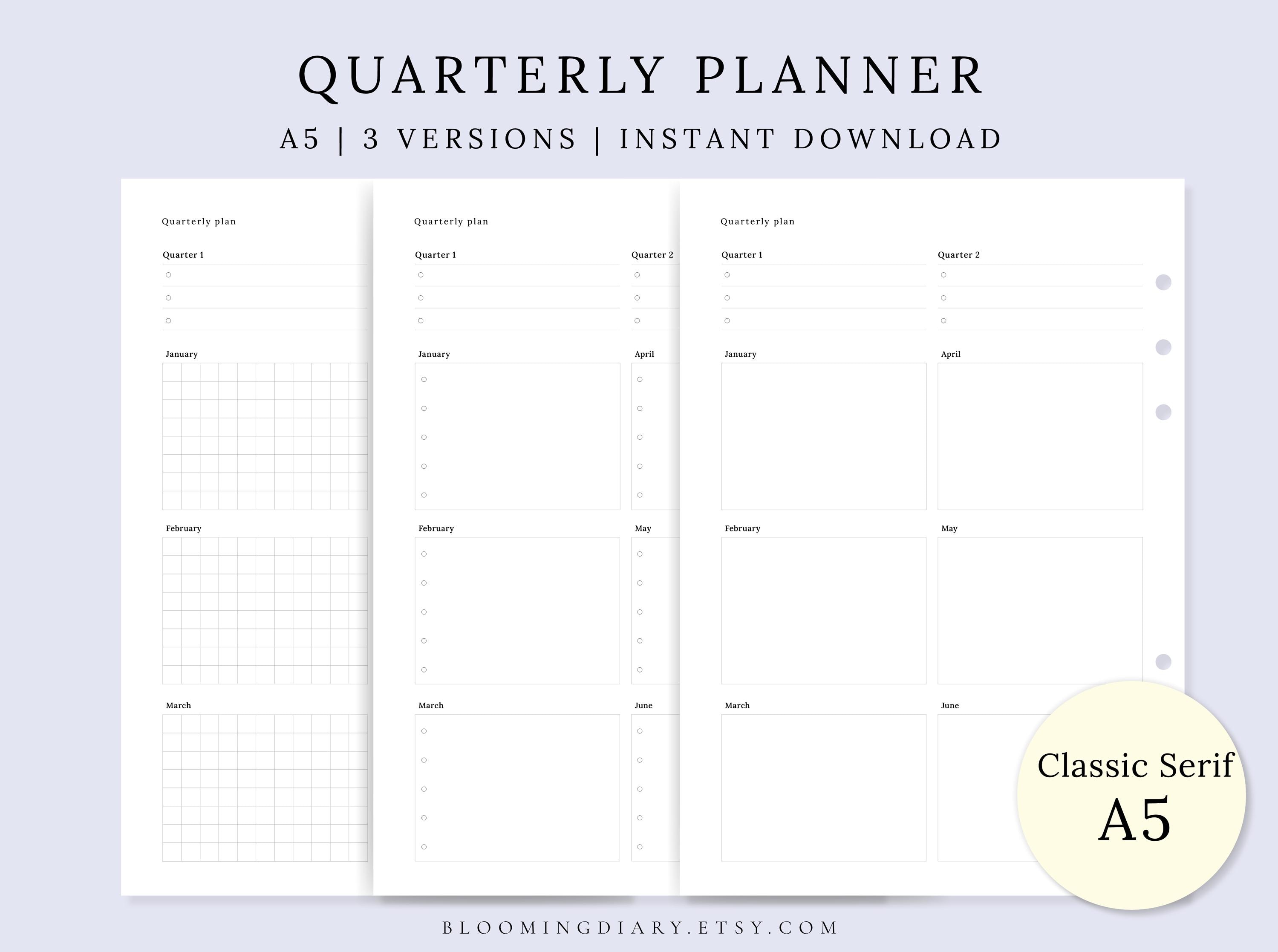 2026 Quarterly Planner Printable | Minimal Undated Yearly Overview PDF ...