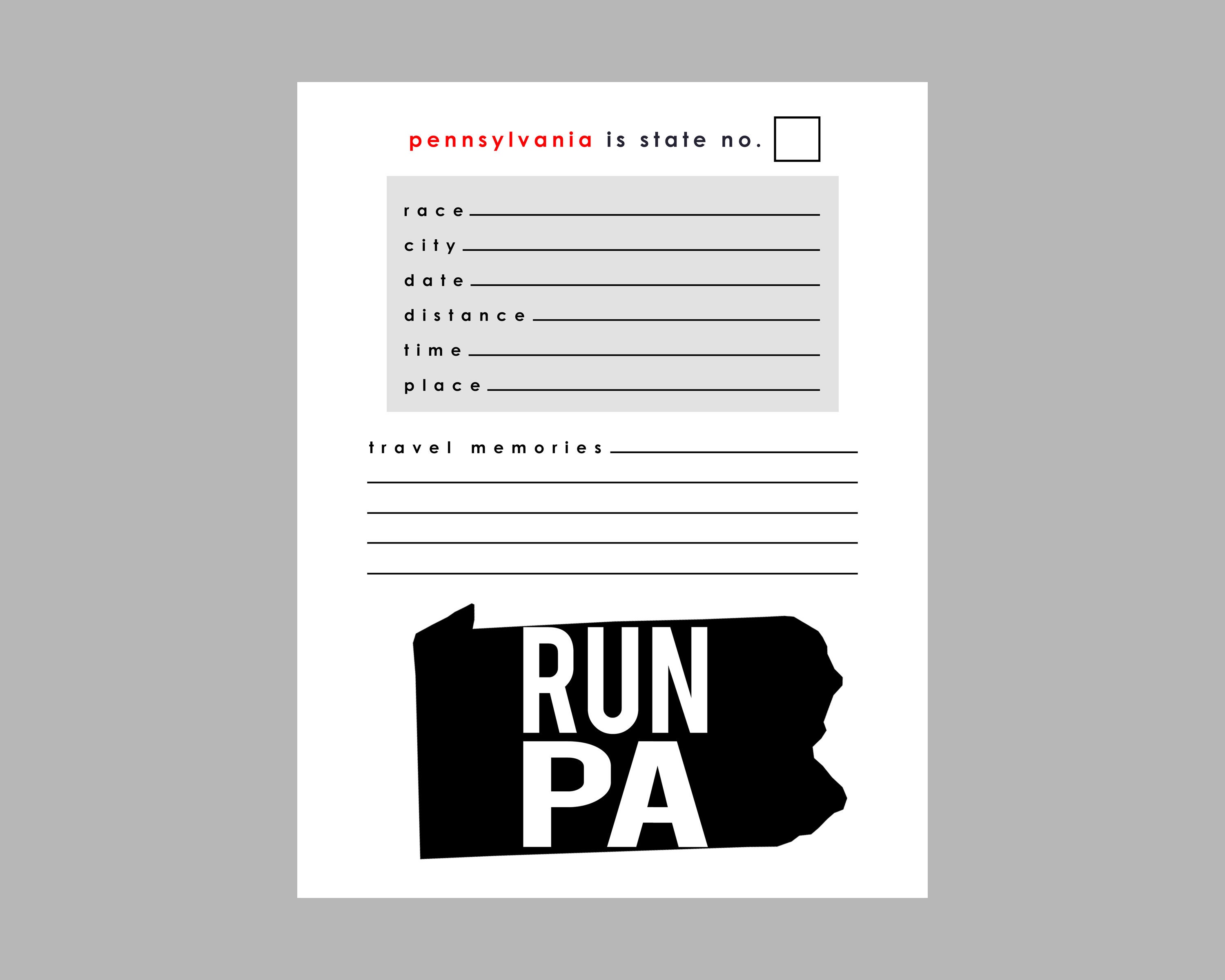 50 States Running Tracker Digital Download PDF File - Etsy